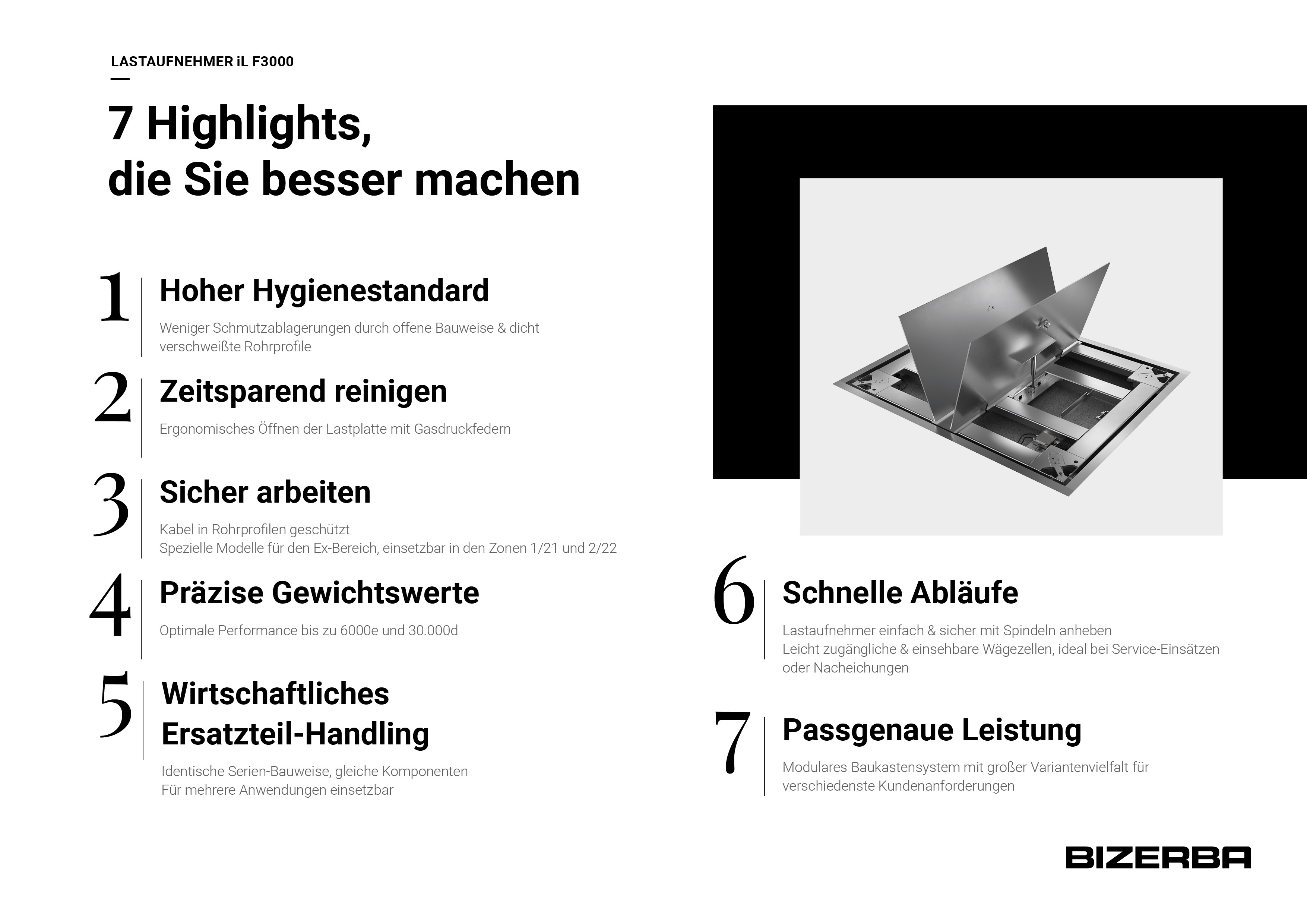 Bizerba iL F3000: precision weighing & easy cleaning load receptor
