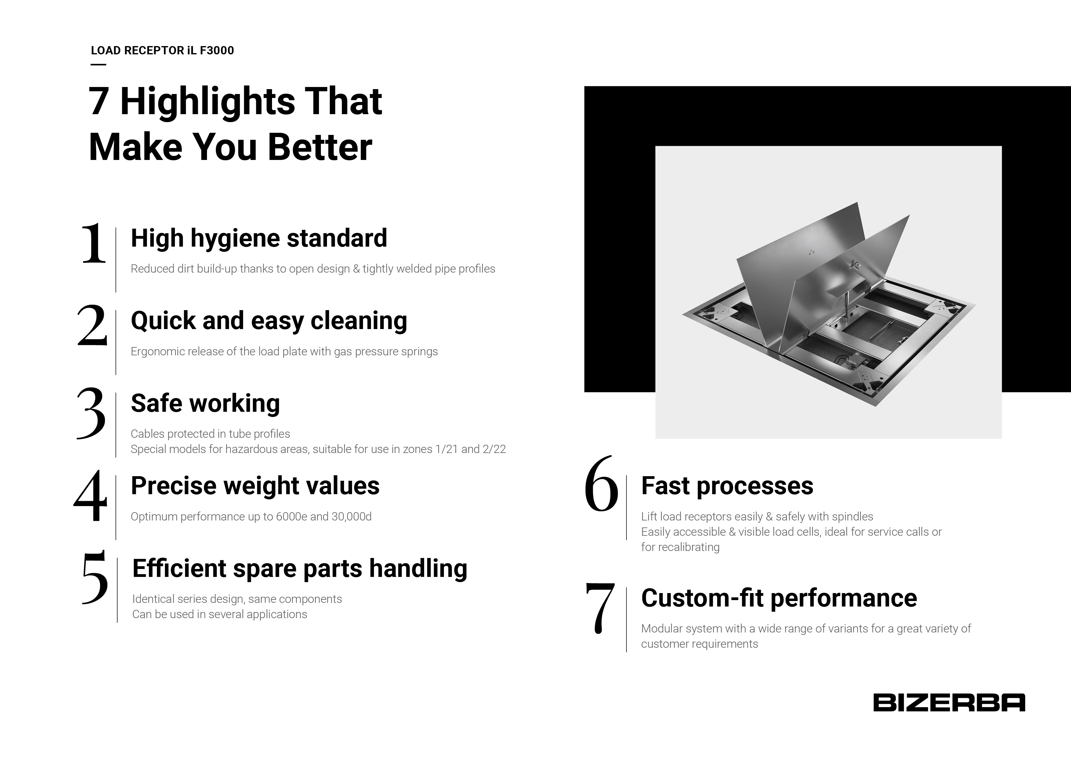 Bizerba iL F3000: precision weighing & easy cleaning load receptor